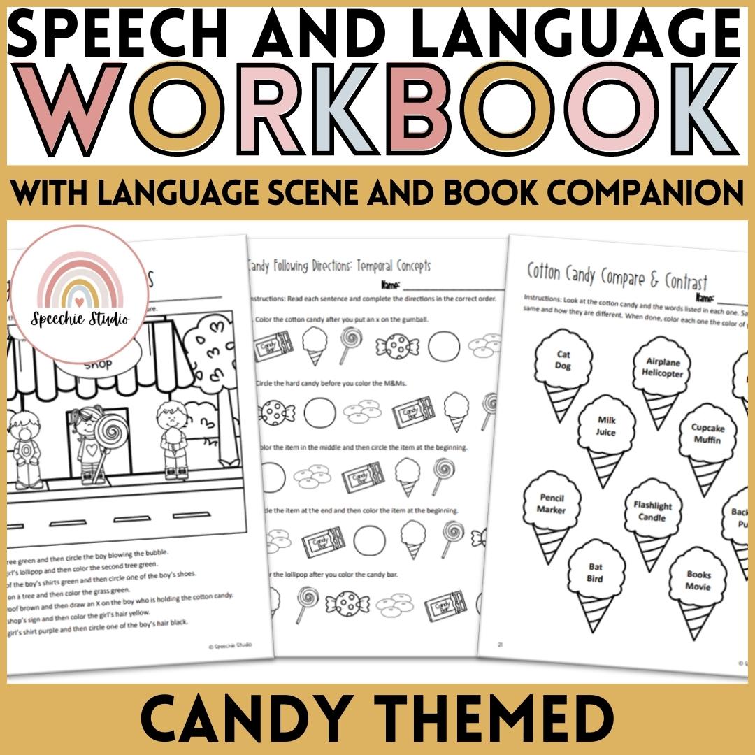 Candy Themed Language and Articulation Workbook for Speech Therapy NO ...