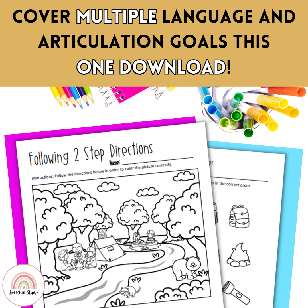 Camping Themed Language and Articulation Workbook for Speech Therapy NO ...