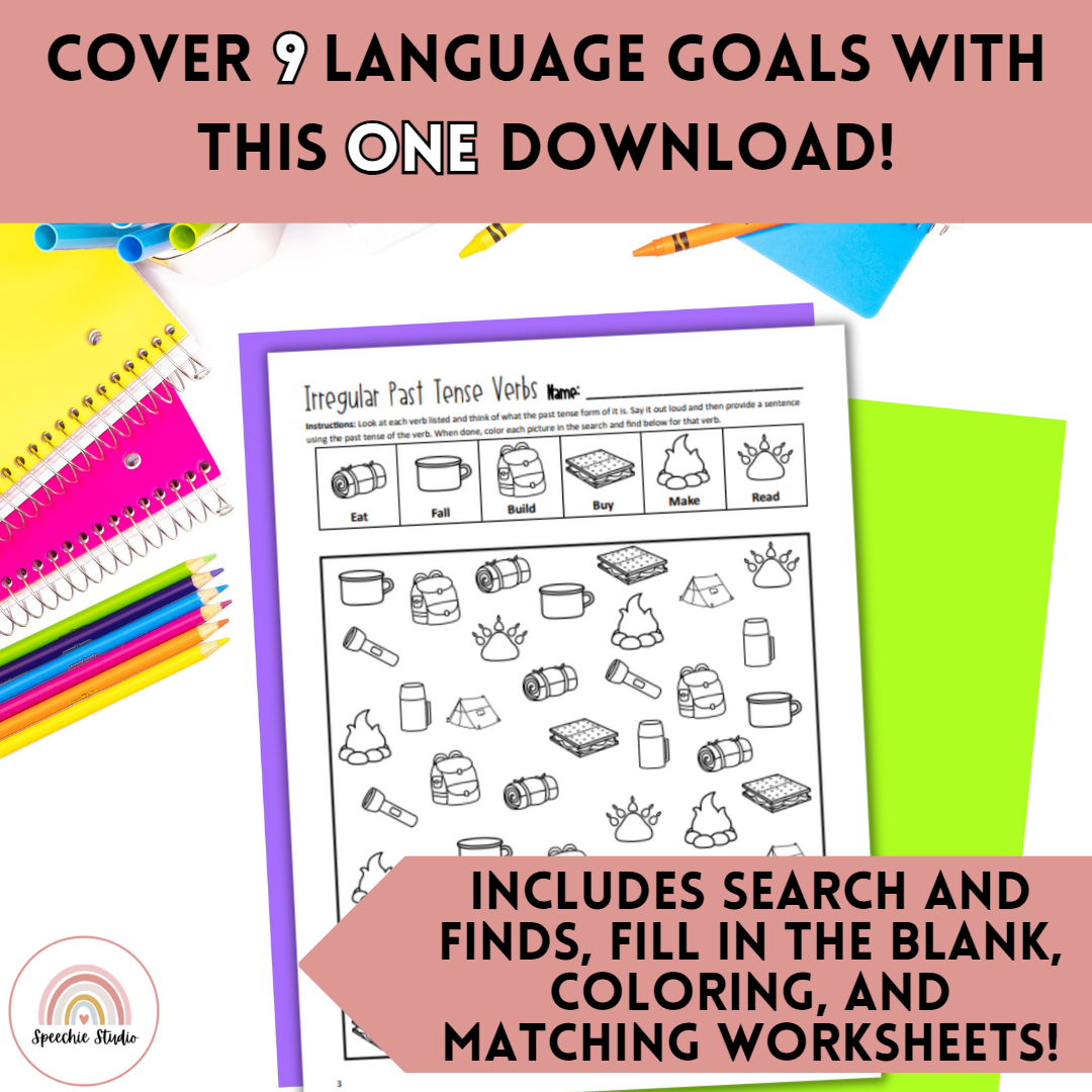 Camping Language Worksheets and Activities for Speech Therapy No Prep ...