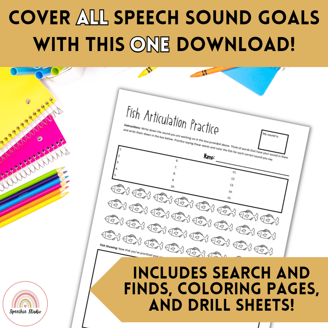 Fishing Articulation Worksheets and Activities for Speech Therapy No ...