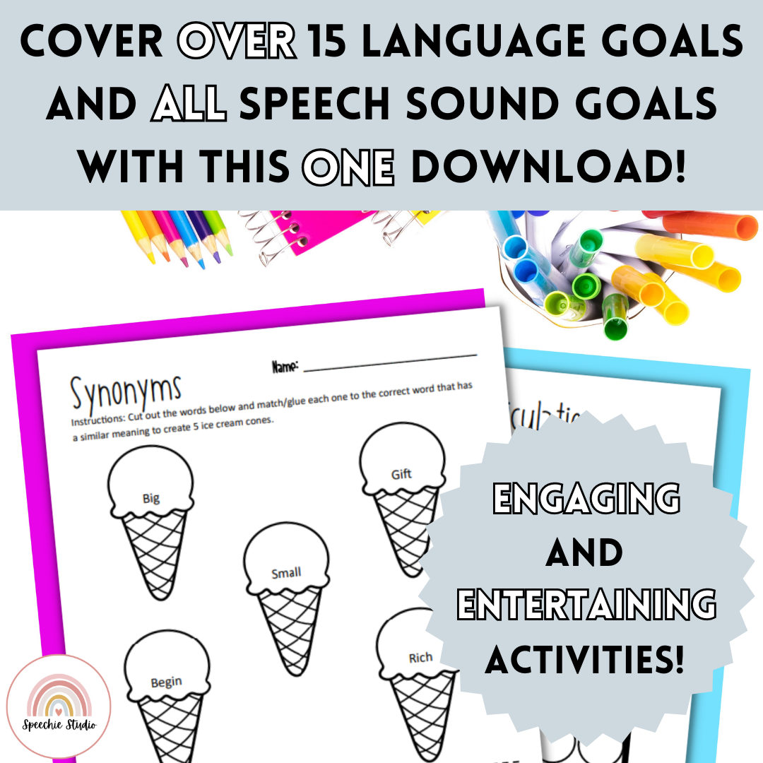 Ice Cream No Prep Language and Articulation Activities for Speech ...