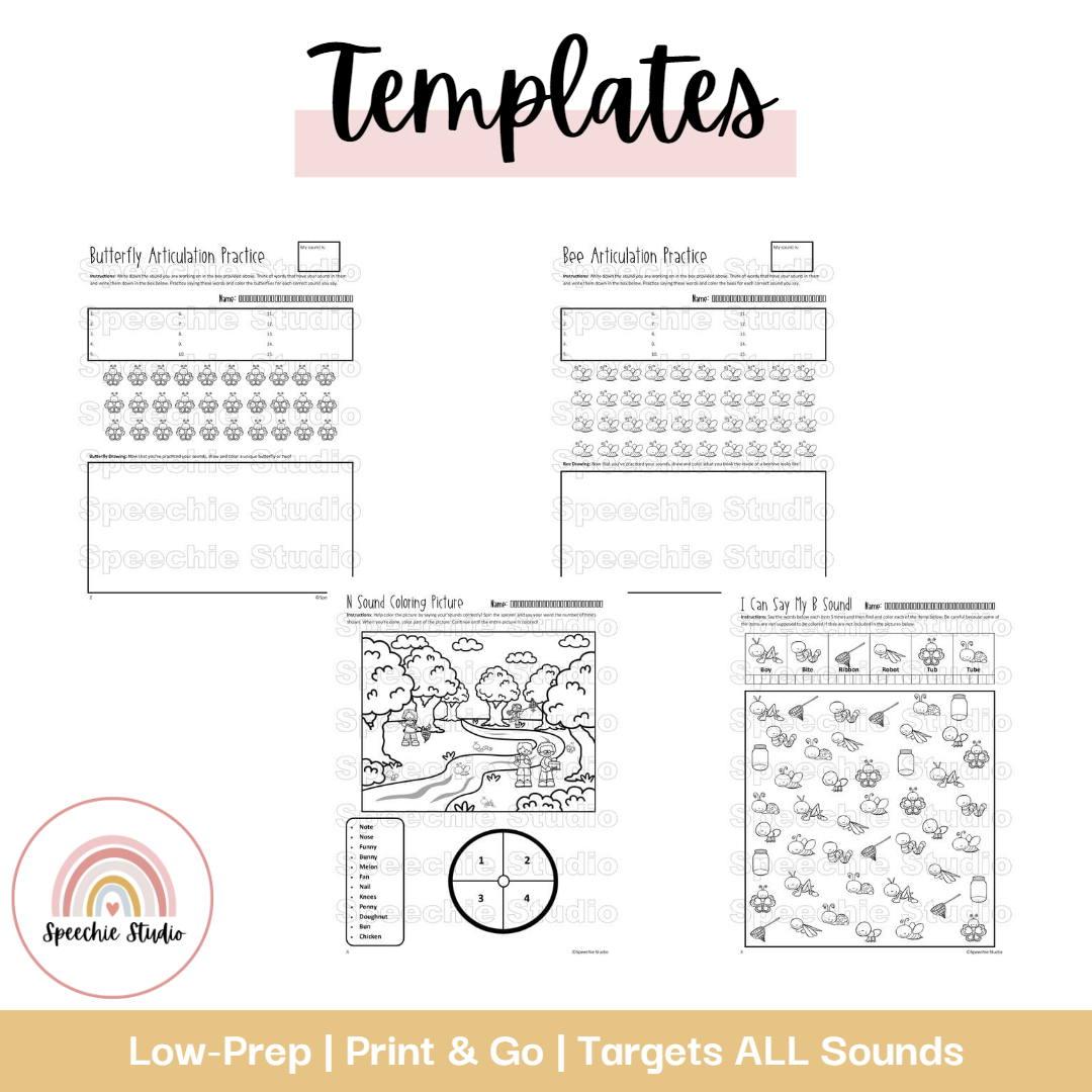 Bug Articulation Worksheets and Activities for Speech Therapy No Prep ...