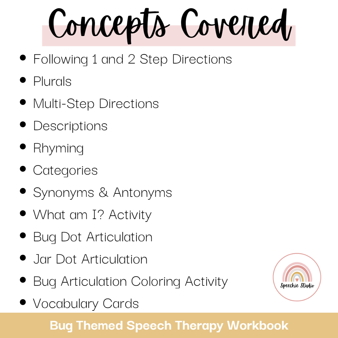 Bug Themed Language and Articulation Workbook for Speech Therapy NO ...