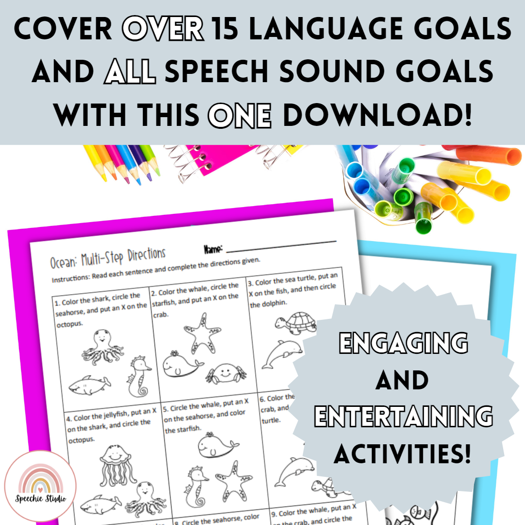 Ocean No Prep Language and Articulation Activities for Speech Therapy ...