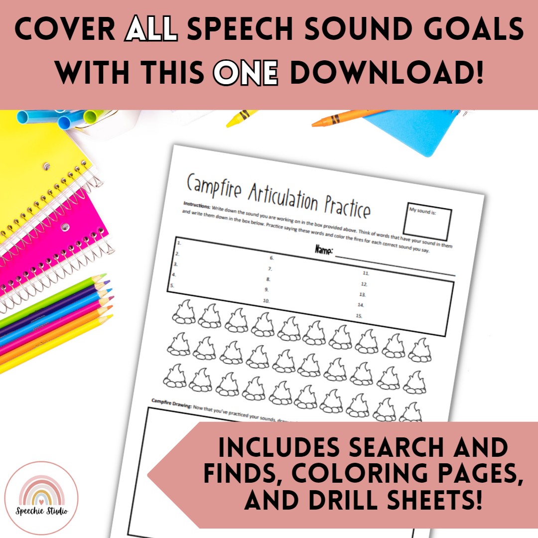 Camping Articulation Worksheets and Activities for Speech Therapy No ...