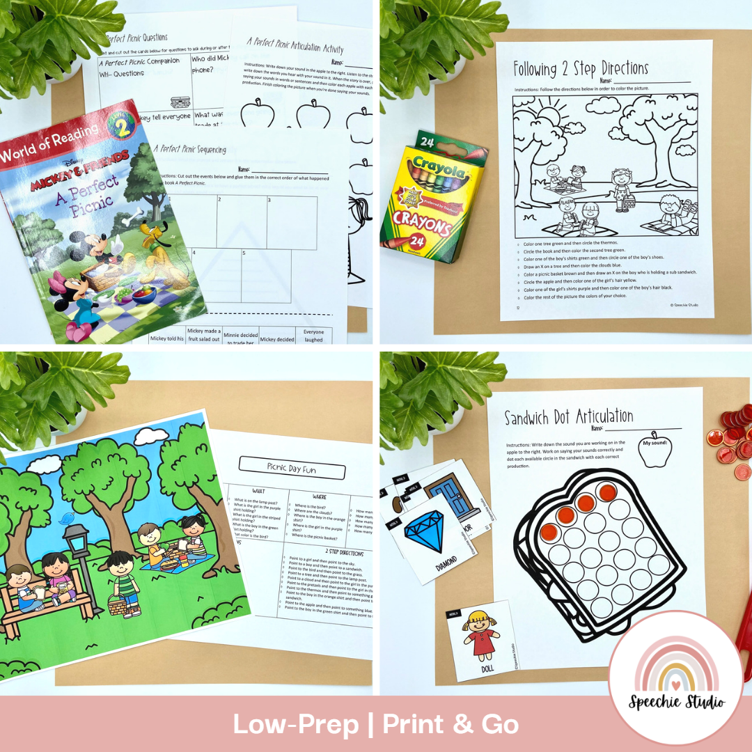 Picnic No Prep Language and Articulation Activities for Speech Therapy ...