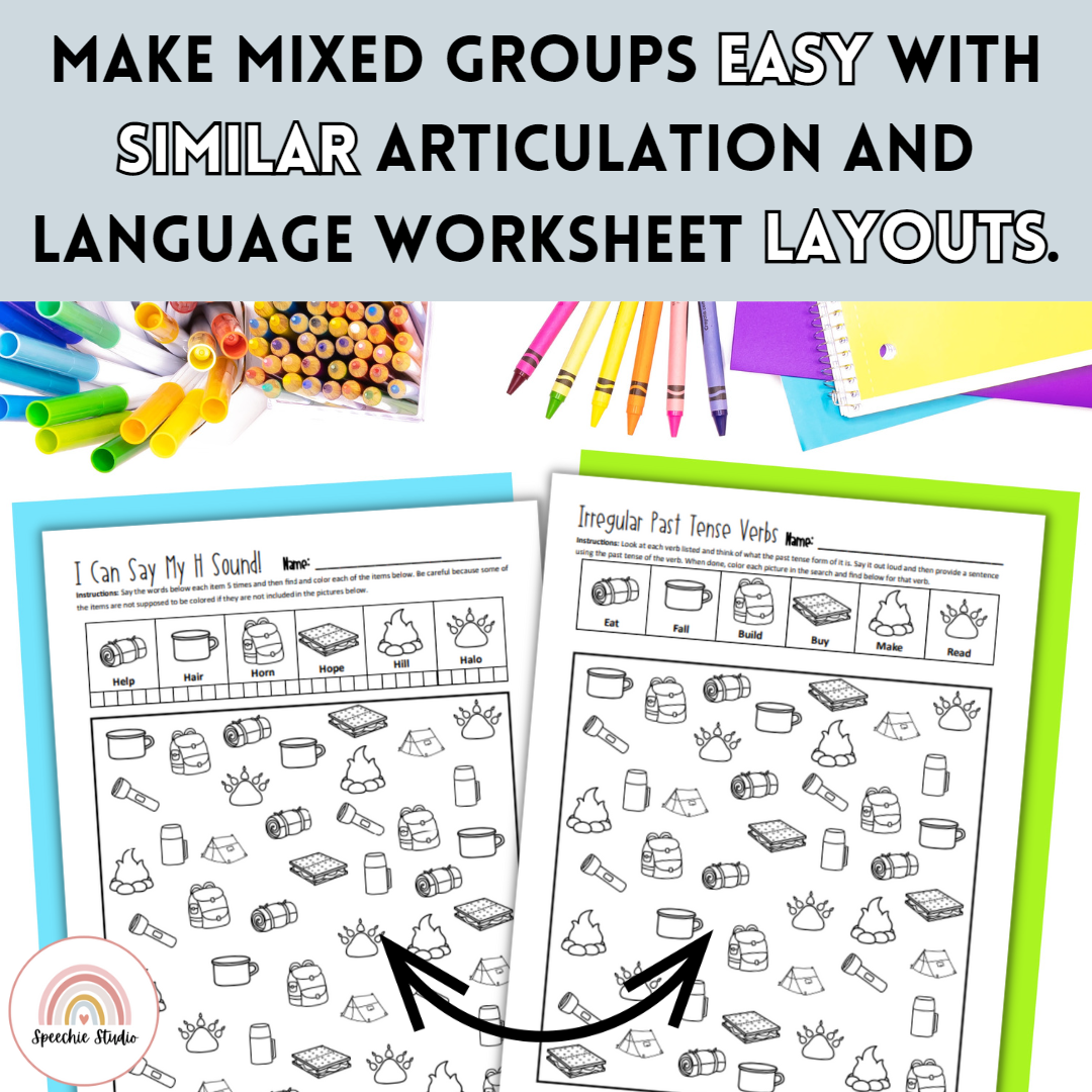 Camping No Prep Language and Articulation Activities for Speech Therapy ...