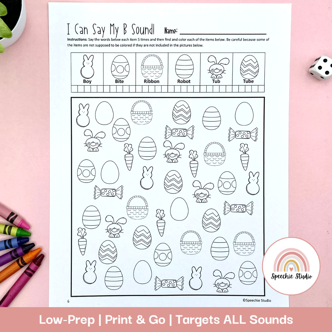 Easter Articulation Worksheets and Activities for Speech Therapy No ...