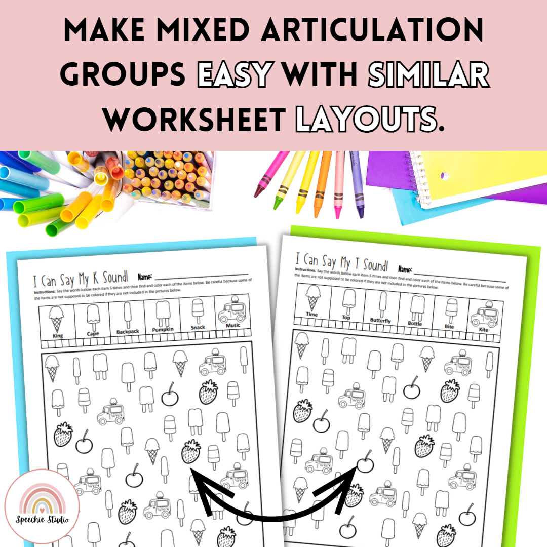 Ice Cream Articulation Worksheets and Activities for Speech Therapy No ...