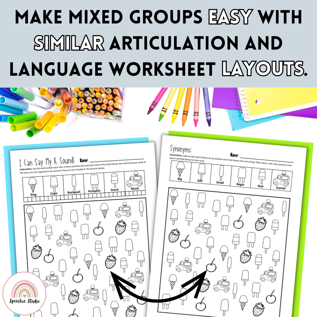 Ice Cream No Prep Language and Articulation Activities for Speech ...