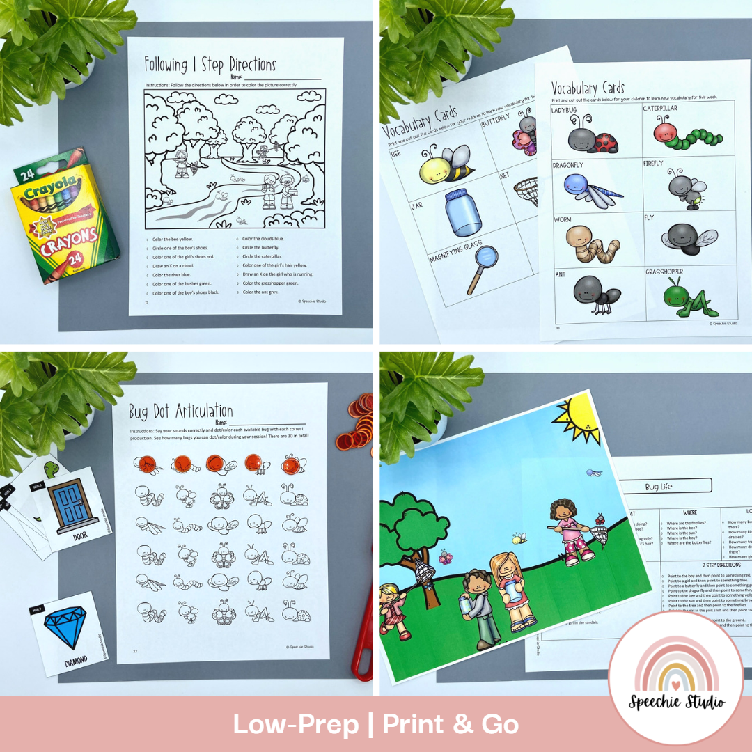 Bug No Prep Language and Articulation Activities for Speech Therapy ...