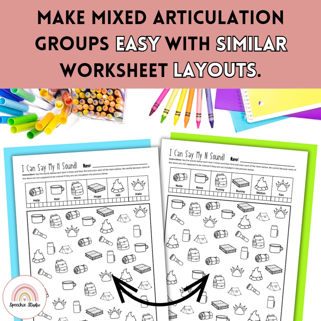 Camping Articulation Worksheets and Activities for Speech Therapy No ...
