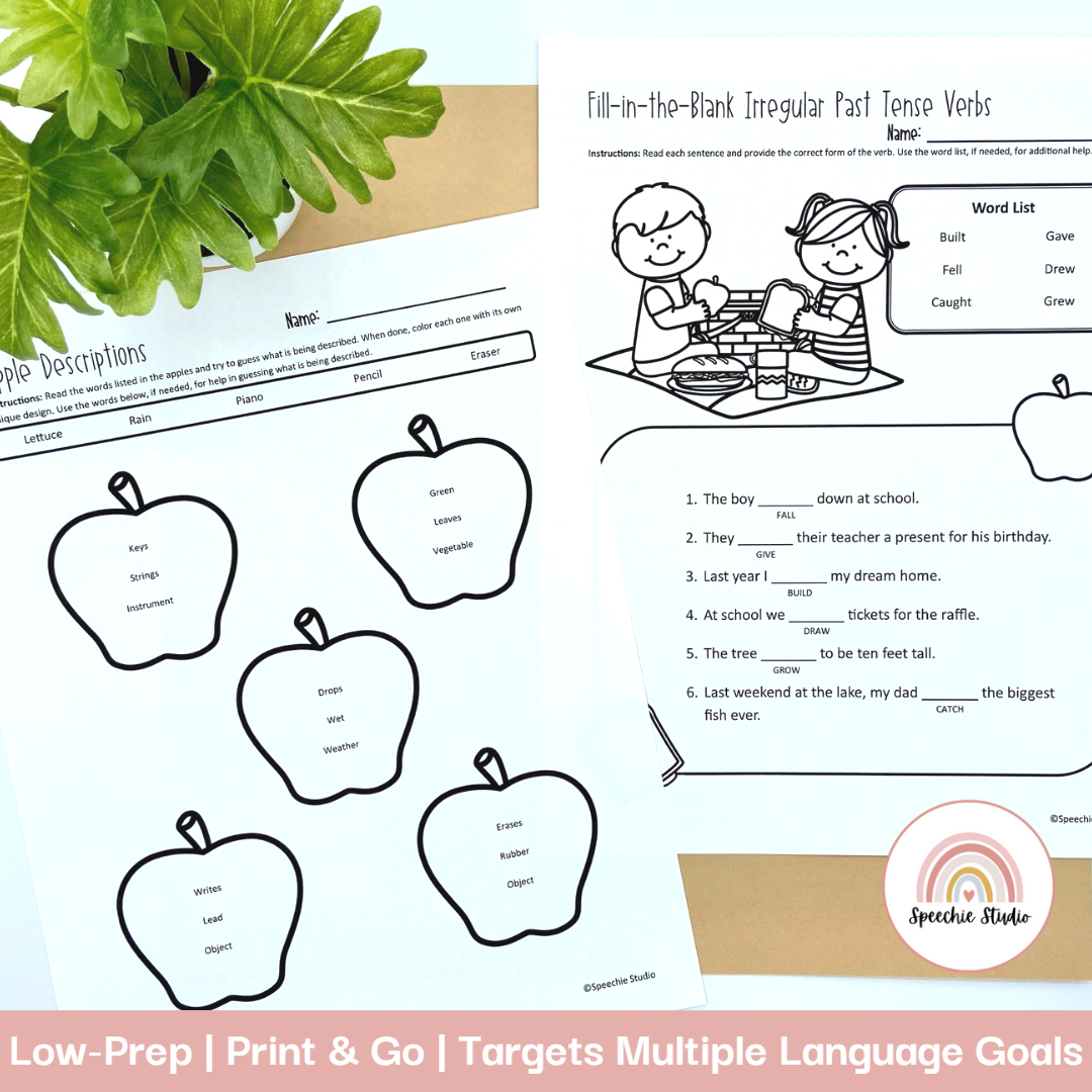 Picnic Language Worksheets and Activities for Speech Therapy No Prep ...