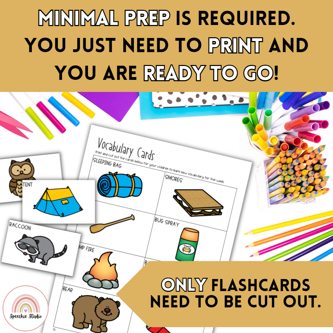 Camping Themed Language and Articulation Workbook for Speech Therapy NO ...