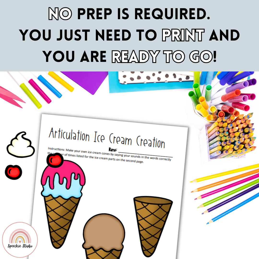 Ice Cream No Prep Language and Articulation Activities for Speech ...