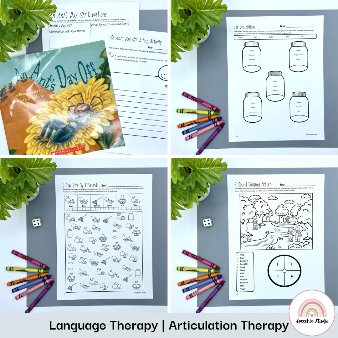 Bug No Prep Language and Articulation Activities for Speech Therapy ...