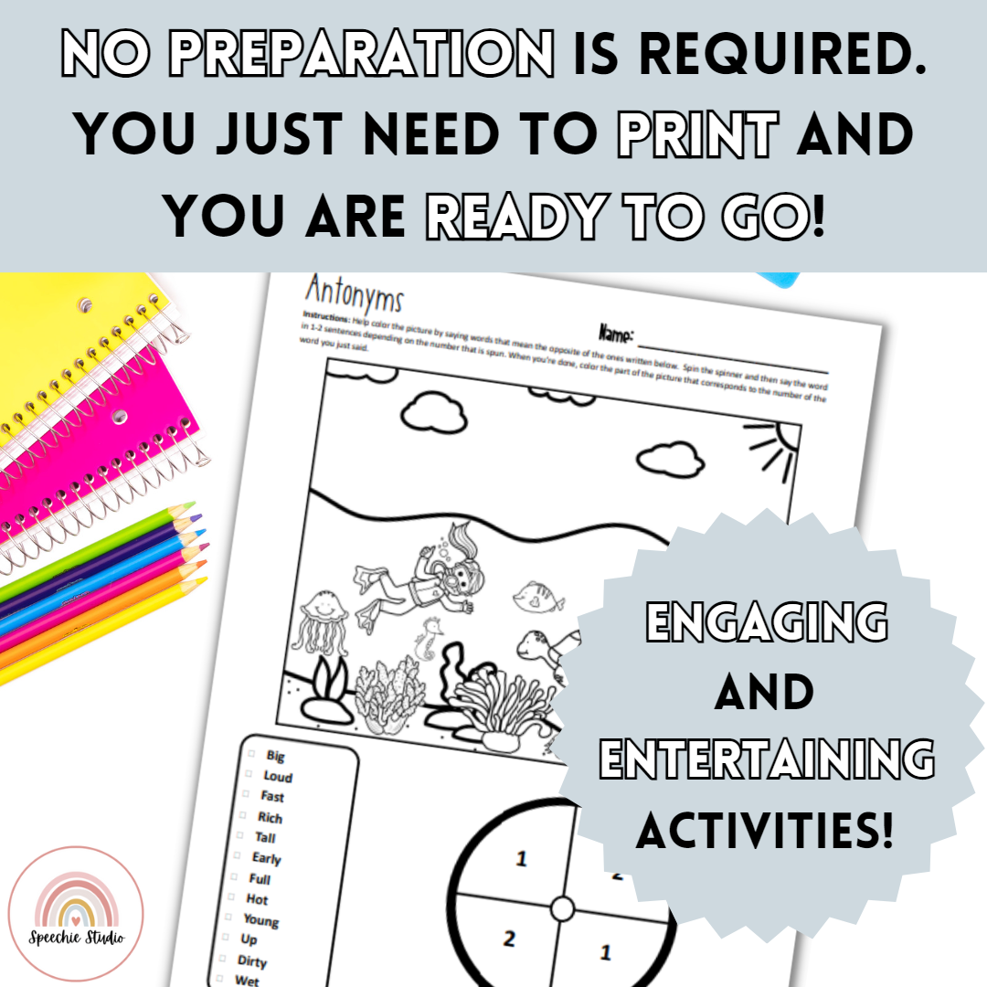 Ocean Language Worksheets and Activities for Speech Therapy No Prep ...