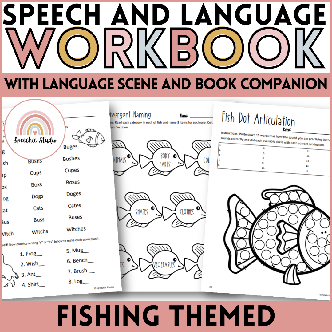 Fishing Themed Language and Articulation Workbook for Speech Therapy NO ...