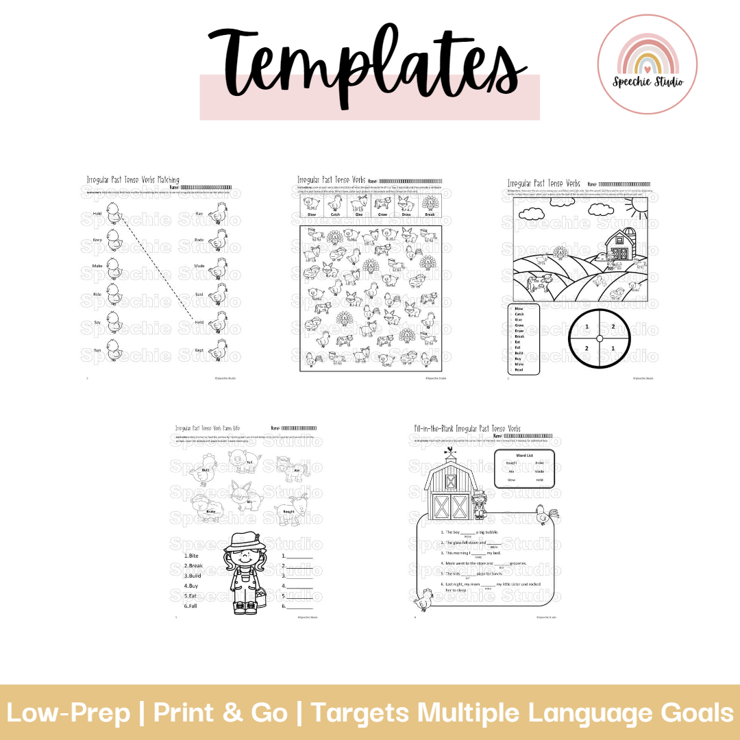 Farm Language Worksheets and Activities for Speech Therapy No Prep ...