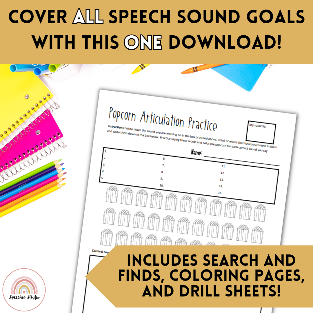Carnival Articulation Worksheets and Activities for Speech Therapy No ...