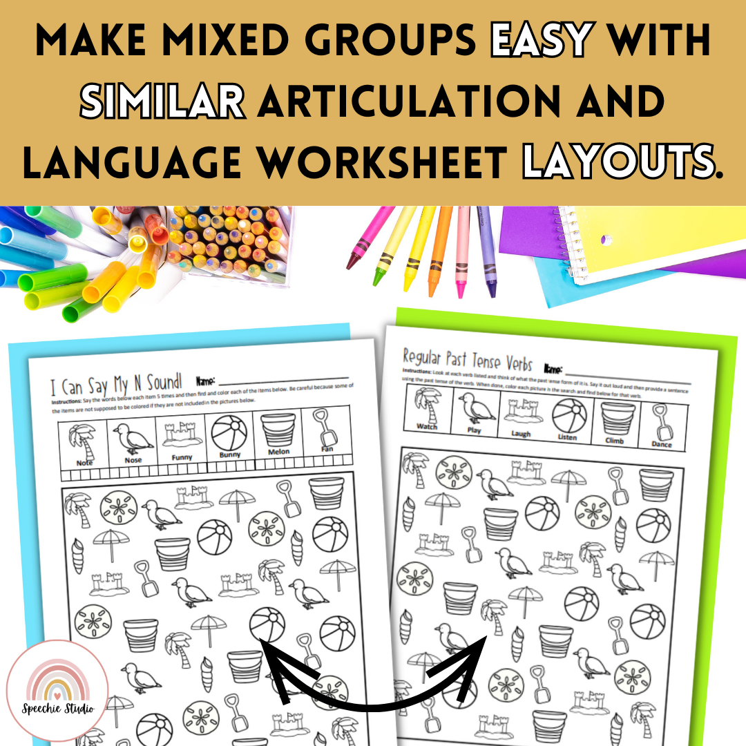 Beach Day No Prep Language and Articulation Activities for Speech ...