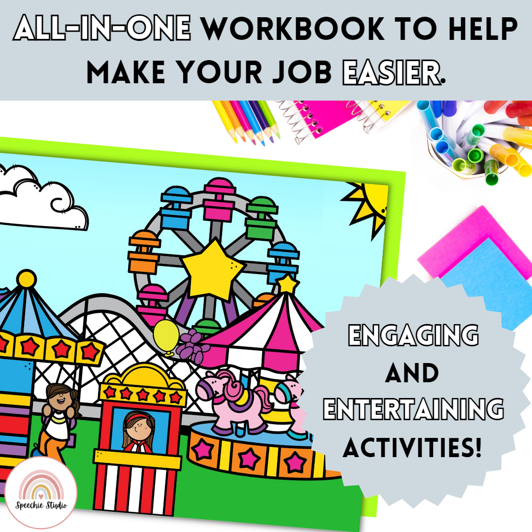 Carnival Themed Language and Articulation Workbook for Speech Therapy ...