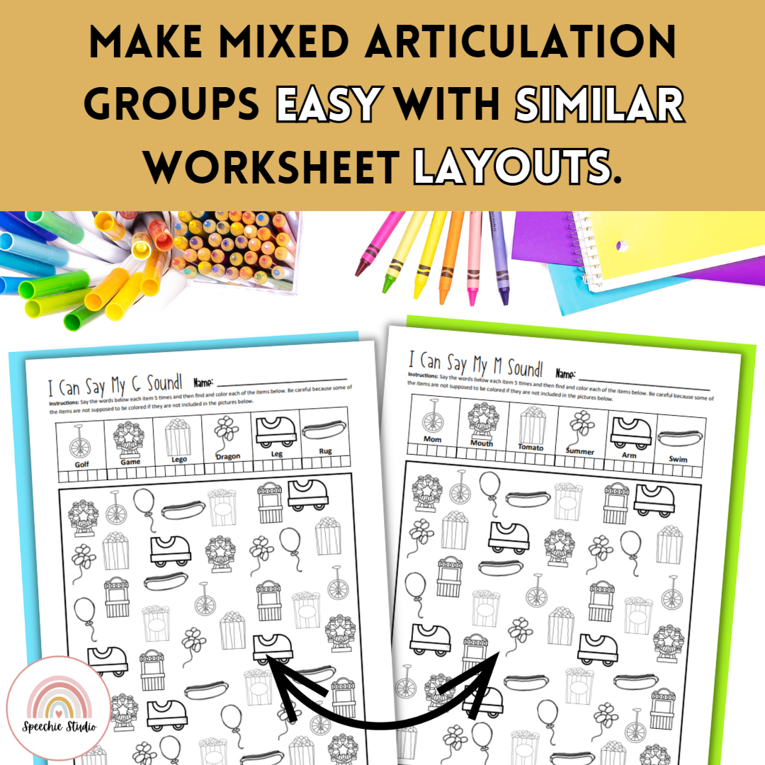 Carnival Articulation Worksheets and Activities for Speech Therapy No ...
