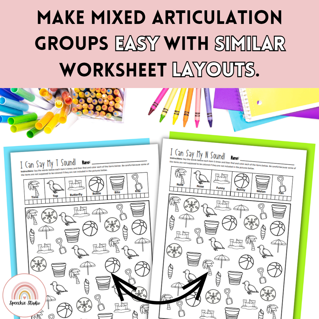 Beach Day Articulation Worksheets and Activities for Speech Therapy No ...
