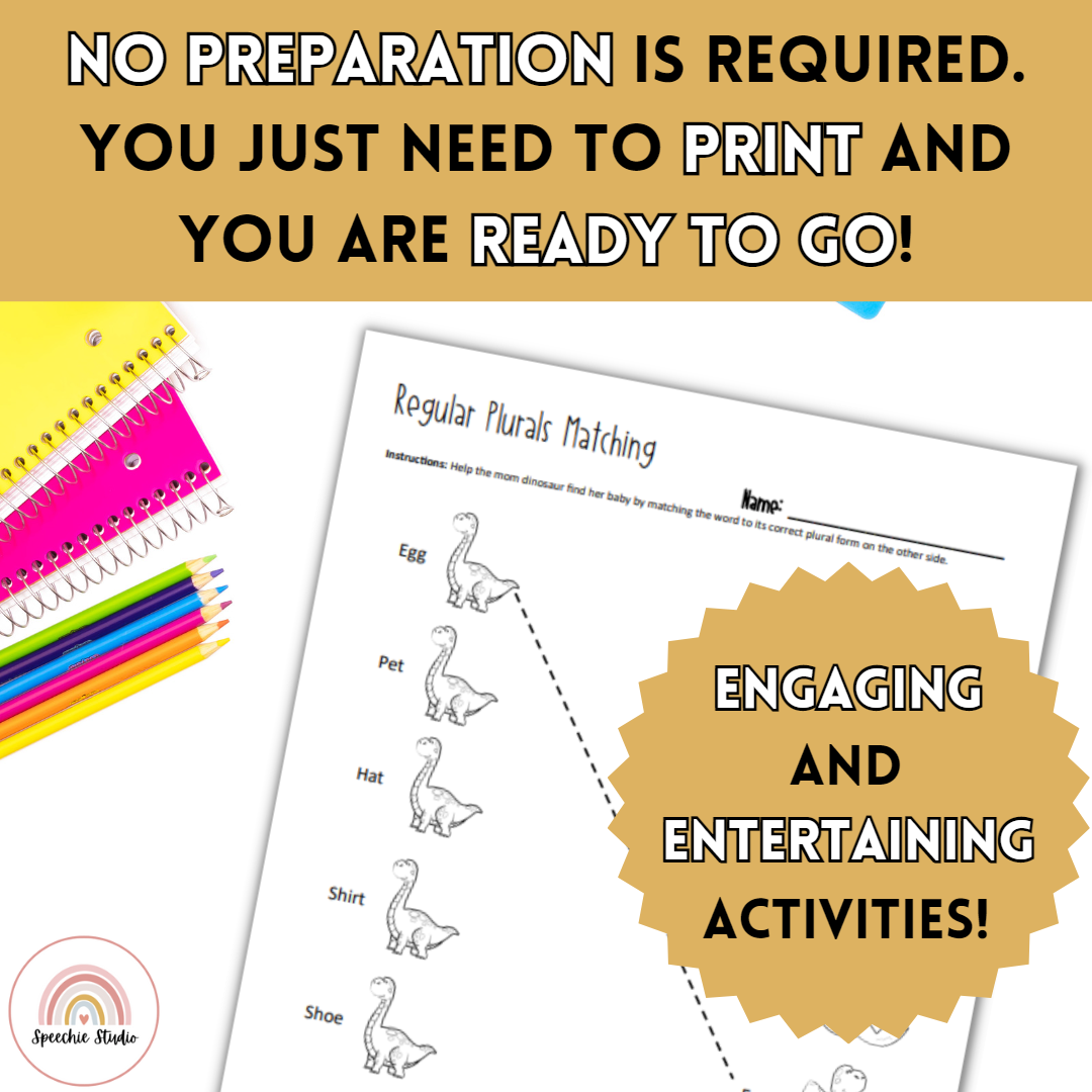 Dinosaur Language Worksheets and Activities for Speech Therapy No Prep ...