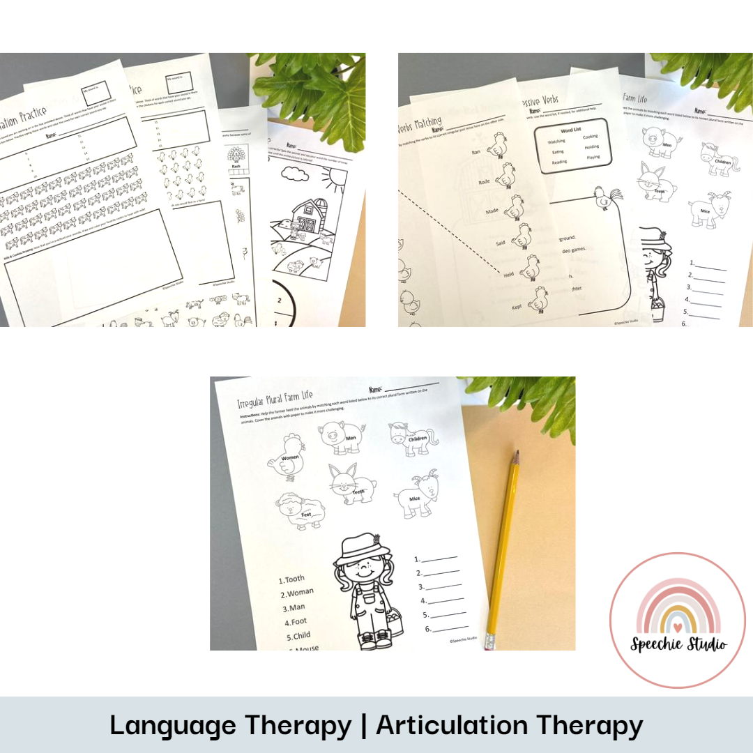 Farm No Prep Language and Articulation Activities for Speech Therapy ...