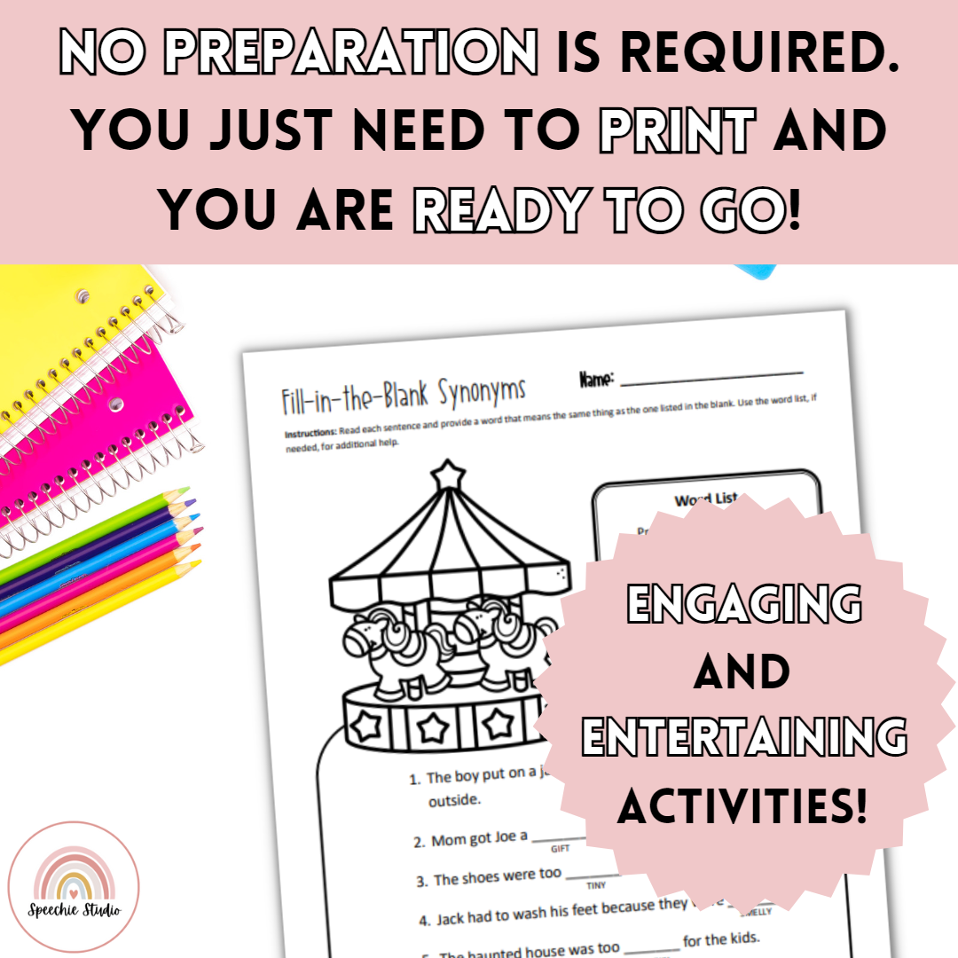 Carnival Language Worksheets and Activities for Speech Therapy No Prep ...