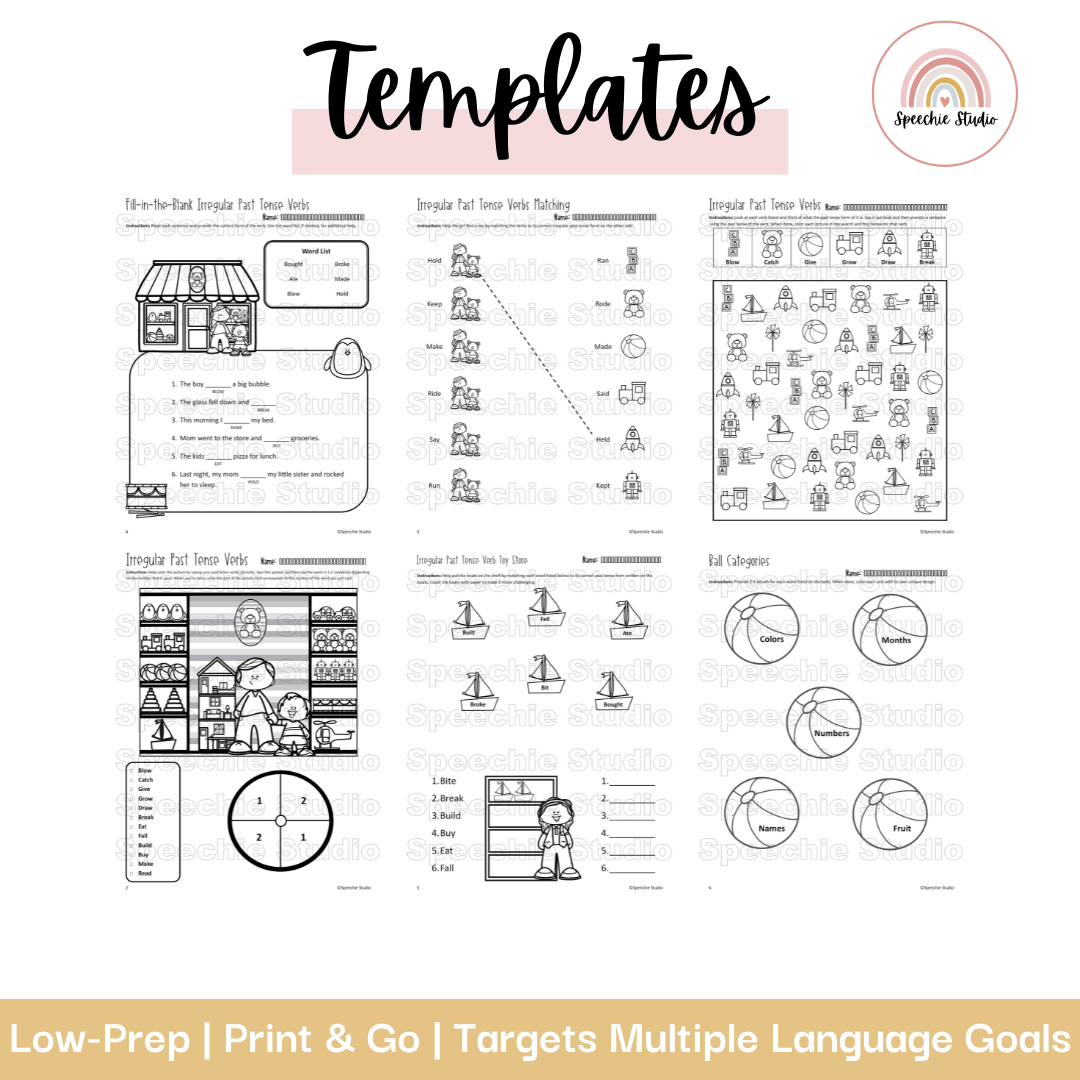 Toy Themed Language Worksheets and Activities for Speech Therapy No ...