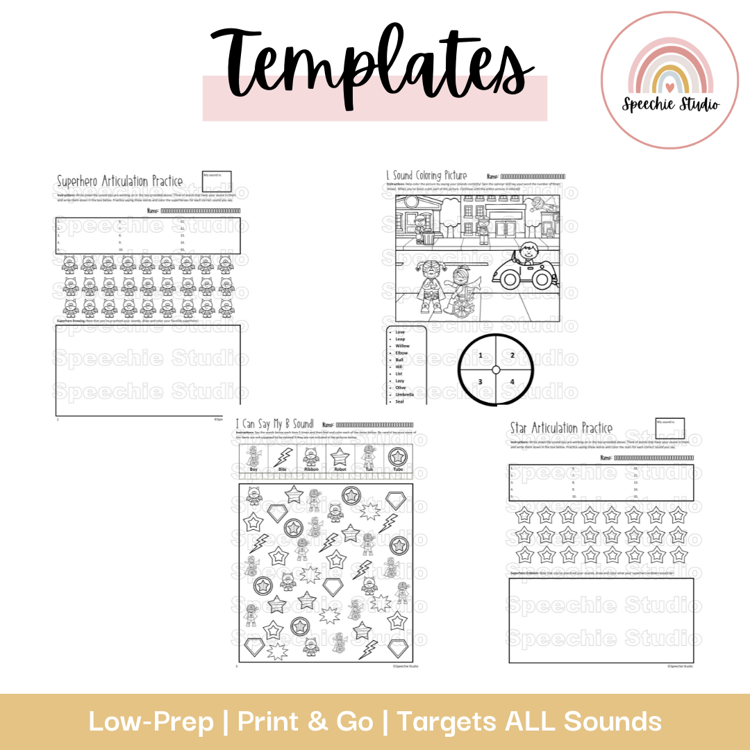 No Prep Superhero Themed Articulation Worksheets and Activities for ...