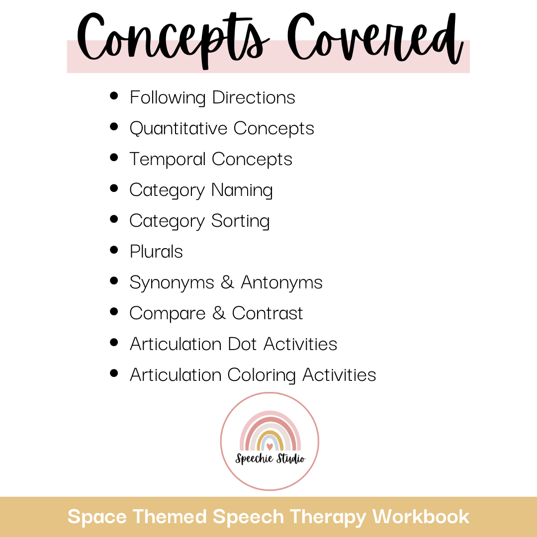 Space Language and Articulation Workbook for Speech Therapy NO PREP ...