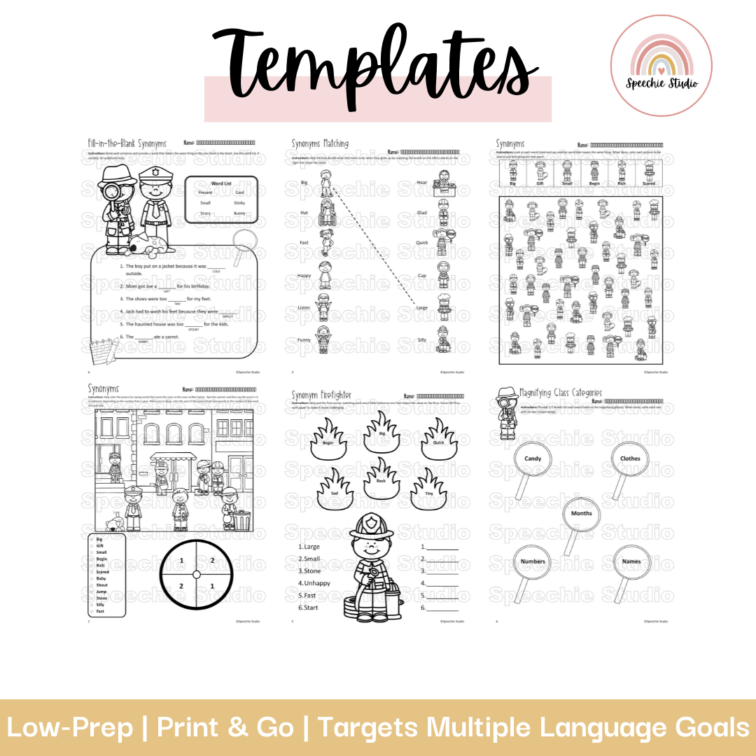 Community Helpers Themed Language Worksheets and Activities for Speech ...