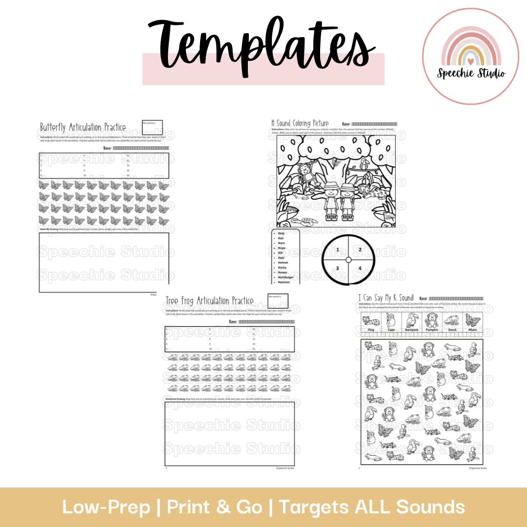 No Prep Rainforest Themed Articulation Worksheets and Activities for ...