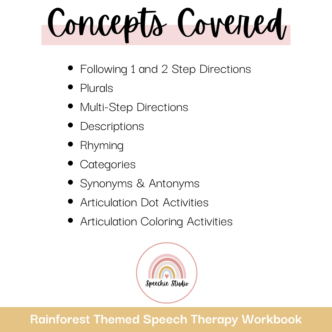 Rainforest Language and Articulation Workbook for Speech Therapy NO ...