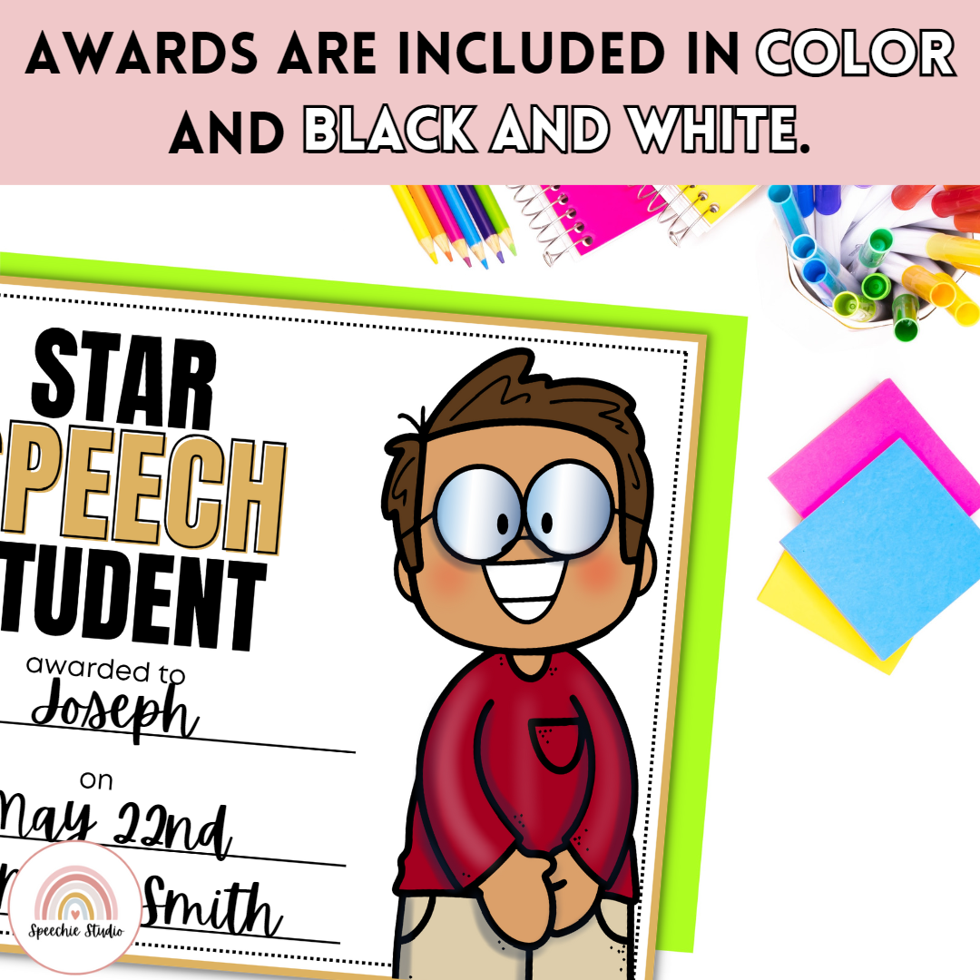 End of Year Speech Therapy Awards and Certificates for Students ...