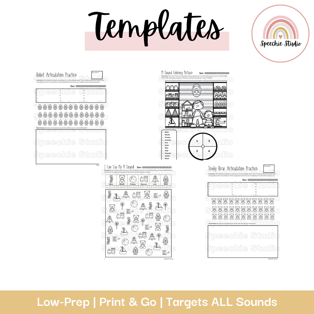 No Prep Toy Themed Articulation Worksheets and Activities for Speech ...