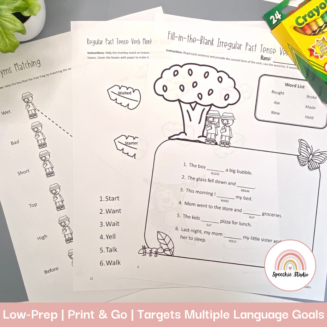 Rainforest Themed Language Worksheets and Activities for Speech Therapy ...