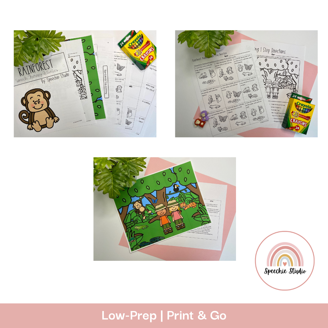 Rainforest Themed No Prep Language and Articulation Activities for ...