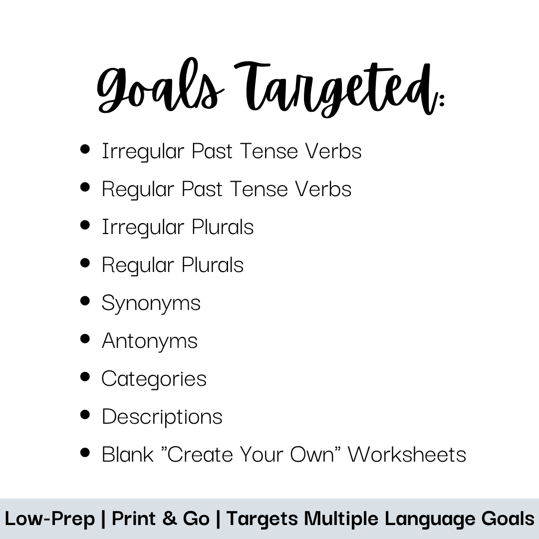 Toy Themed Language Worksheets and Activities for Speech Therapy No ...