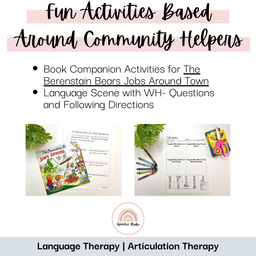 Community Helpers Language and Articulation Workbook for Speech Therapy ...