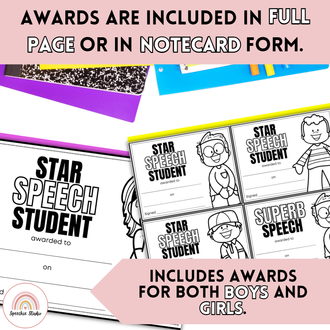 End of Year Speech Therapy Awards and Certificates for Students ...