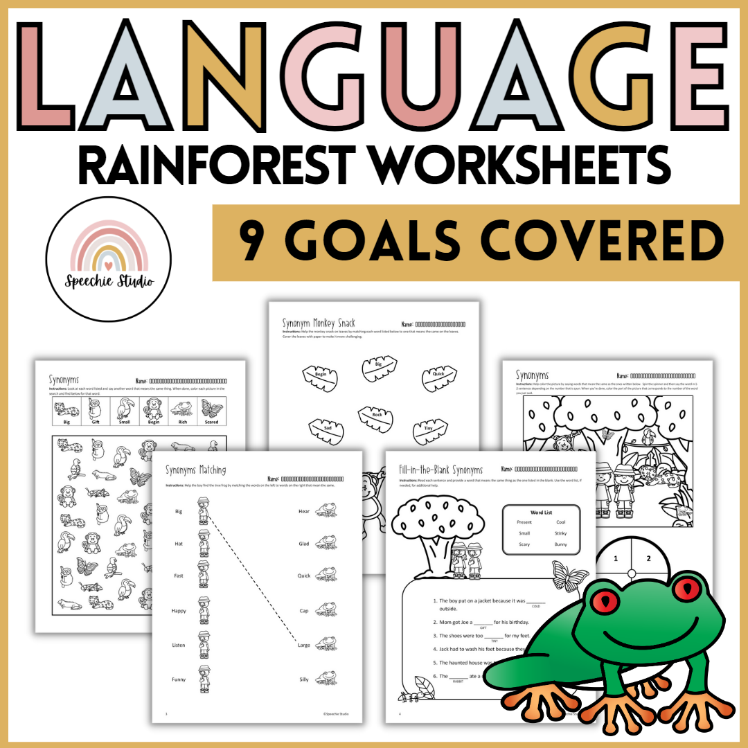 Rainforest Themed Language Worksheets and Activities for Speech Therapy ...
